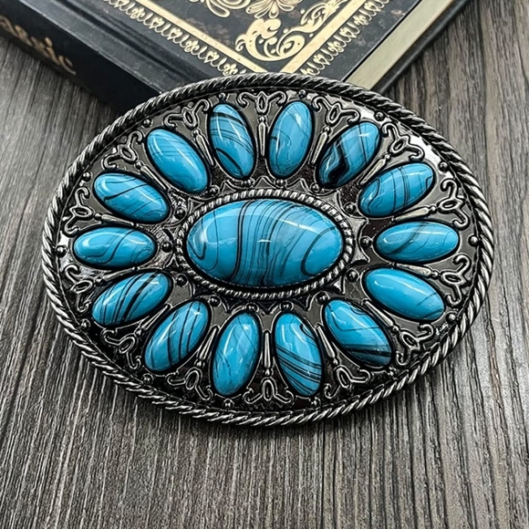 Accessories | Western Cowboy Native American Stone Belt Buckle | Poshmark
